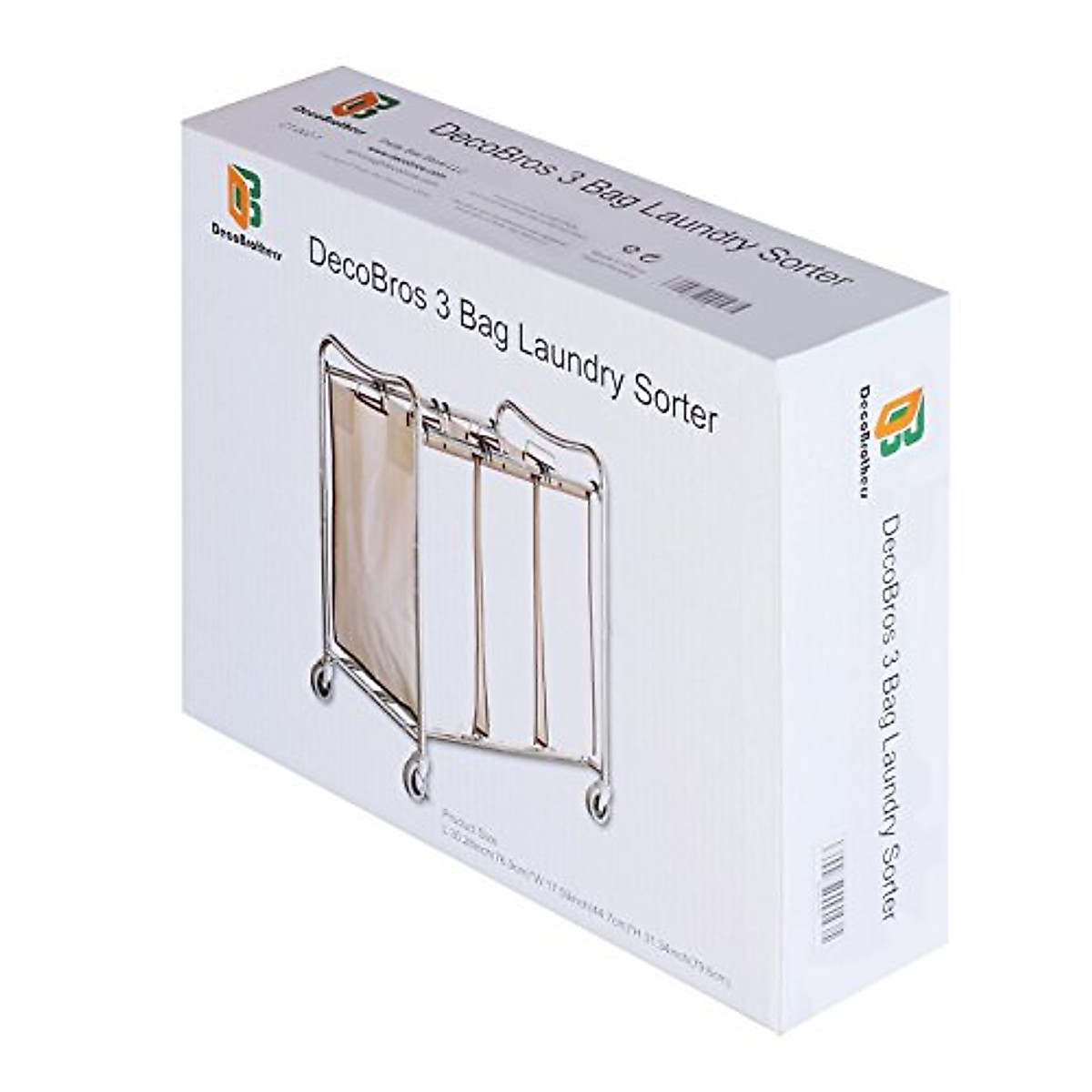 AUEY Heavy-Duty 3-Bag Laundry Sorter Cart Hamper Organizer