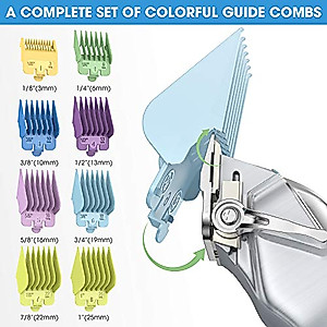 oneisall Dog Clippers for Grooming Professional Cordless Hair Shears Trimmers for Thick Coats,8 Guide Guards with Metal Blade for Dogs and Cats Animals