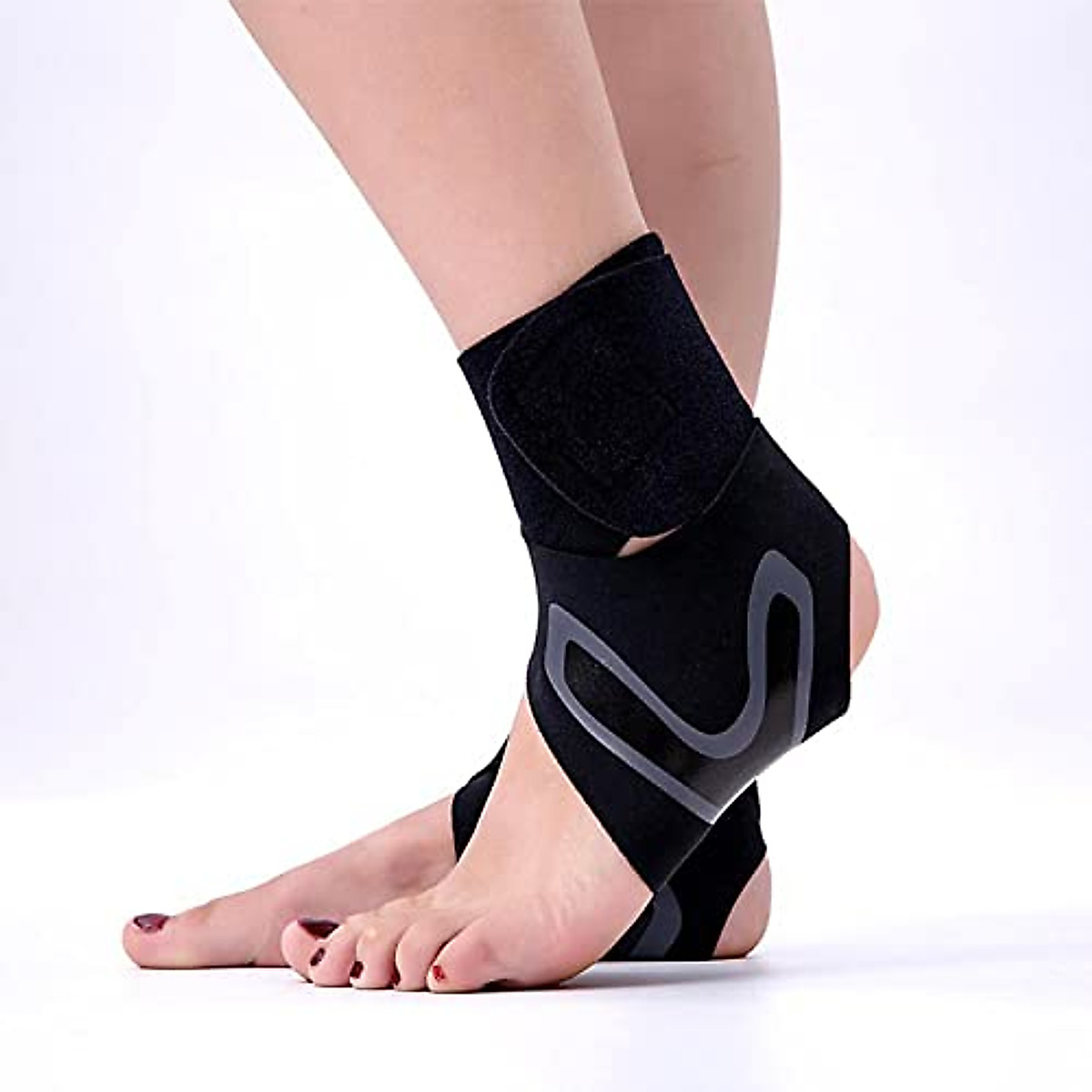 Manheat Ankle Support Brace Breathable Adjustable Compression Fitness Left+Right Ankle Braces Elastic Sprain Foot Sleeve Sports Ankle Strain Strap Plantar Fasciitis Achilles Tendonitis 1 Pair (Black)