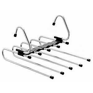 APARE - Storage Solutions Space Saving Pants Hanger-2 Pack for Closet Multiple Layers Multifunctional Uses Rack Organizer for Trousers Skirts Scarves Anti-Slip Design