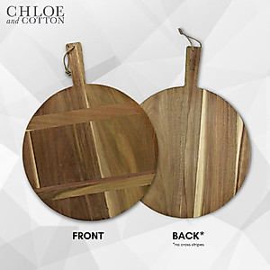 Chloe and Cotton Acacia Wood Diameter 16 Inch Oversized Serving Board | Large Cheese Board | Charcuterie Board for Serving Cheese, Meat, Crackers, and Wine | Unique Gift (Round Cutting Board)