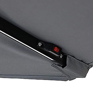 Sunnydaze 10-Foot Cantilever Umbrella with Solar LED Lights - Polyester Shade/Steel Pole - Air Vent and Cross Base - Smoke