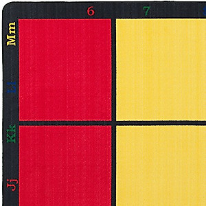 Flagship Carpets Learning Grid Colorful Numbers and Letters Kids Seating Area Rug for Classroom, Play Area Mat, Home Learning or Kids Room Carpet, 5'10" x 8'4", Seats 24