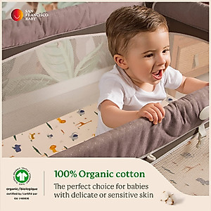 Ultra-Soft 100% Organic Cotton Mini Crib Sheet - Premium Pack n Play Sheet | Breathable & Stretchy Fit | Universal Size for Standard Mini Crib Mattress - Baby Boy and Girl Delight