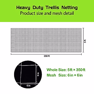 YXNBIIN Heavy Duty Trellis Netting Bulk Roll - 5ft × 350ft Soft Mesh Support Garden Netting for Climbing Plants, Grape Racks, Cucumbers, Melons, Vine Vegetables, Fruits, and Flowers