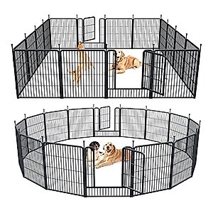 Musen Dog Playpen Outdoor, 16 Panels Dog Pen 32" Height Dog Fence Exercise Pen with Doors for Large/Medium/Small Dogs, Portable Pet Playpen for Yard, RV, Camping, Hammer Paint Finish (Patent Pending)