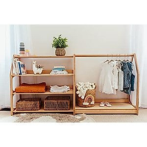 WOOD&ROOM Wardrobe Dress up Rack Child Garment Rack Kids Clothing Rack with Storage Shelf Montessori Children wardrobe