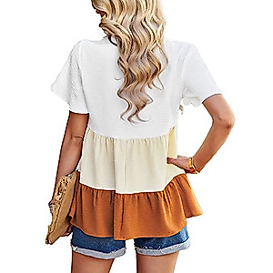 Button Down Shirts for Women Loose Fit Womens Summer Blouses Loose Tunic Flowy Tops Orange M