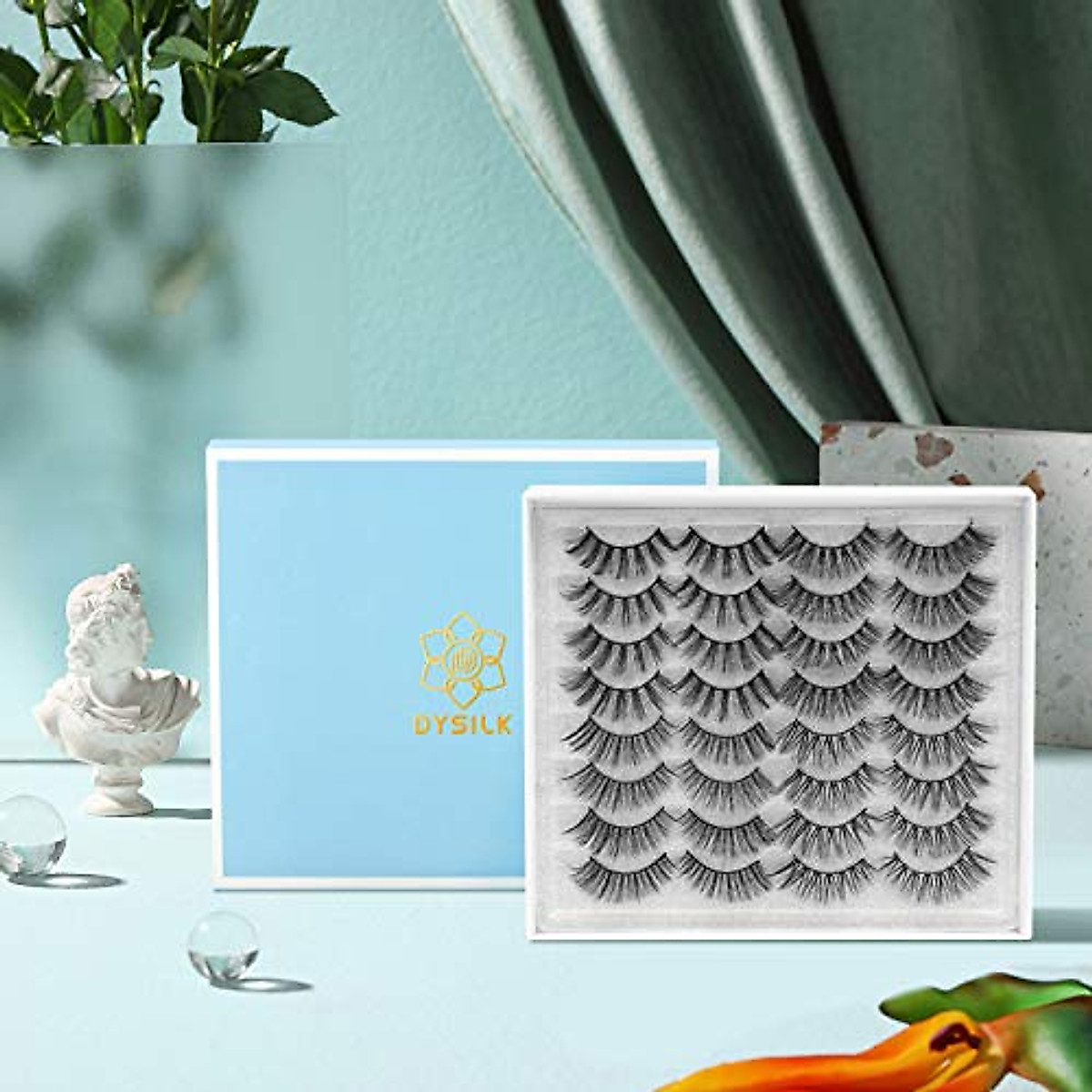DYSILK False Eyelashes Lashes Mink - Mink Lashes Fluffy 16 Pairs 6D 4 Styles Mixed Lashes Faux Eyelashes Wispy Fluffy Natural Look Fake Eyelashes Mink Lashes Soft Reusable Eye Lashes | 15mm 18mm