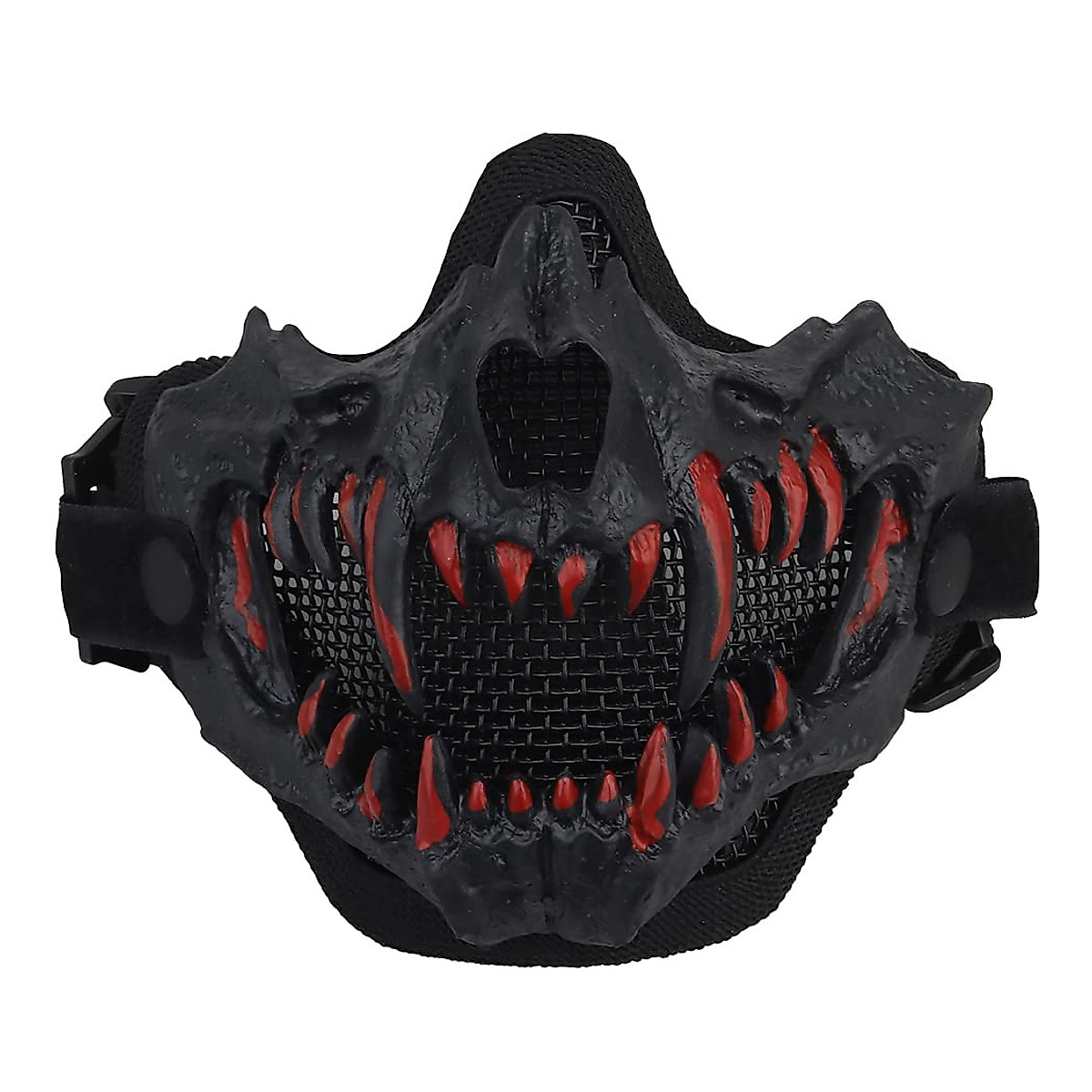 Yzpacc Airsoft Half Face Skull Masks Tactical Face Protection Mesh Mask for Halloween Paintball CS Hunting