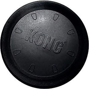Kong Black Flyer - Rubber Dog Frisbee, Soft Rubber Dog Fetch Toy For Improving Dogs Mental & Physical Development, Teething, Exercising, Supports Bigger Breeds, Non-Toxic Soft Frisbee, Black (1-Pack)