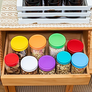 Jumterlee 18 Pack Plastic Mason Jar Lids with Silicone Rings,9 Colors to Choose,9 Wide Mouth & 9 Regular Mouth Mason Jar Lids,Plastic Canning Lids, Fit Ball,Kerr and More (Multicolored)