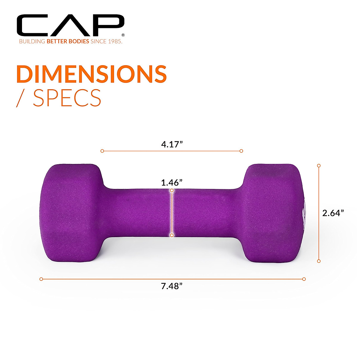 CAP Barbell Neoprene Dumbbell Weights, 5 lb Pair, Violet