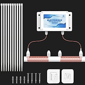 JOBYNA Electronic Water Descaler System, Alternative Chemical and Salt Free Water Softener Systems Whole House, Prevents Scale Build-up in Pipe, 3 Installation Methods, Works with All Pipes