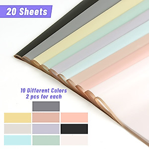 CCINEE 20 Sheets Gold Edge Flower Wrapping Paper,Waterproof Fresh Flower Packing Material Florist Bouquet Supplies DIY Craft Gift Packing,10 Colors