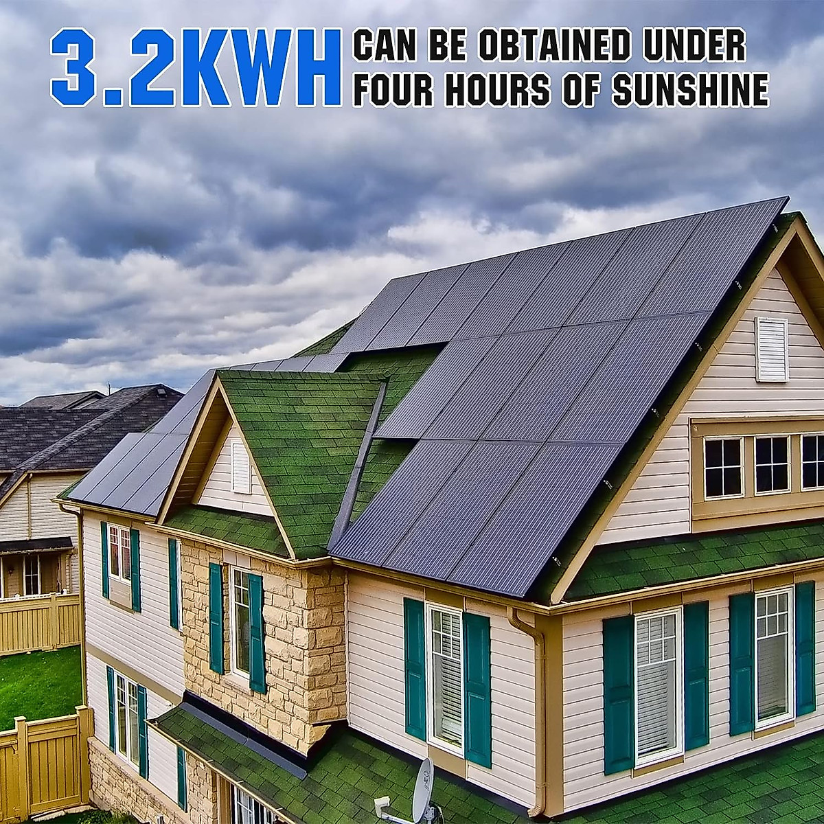 ECO-WORTHY 800W 3.2KWH Monocrystalline Solar Panel Kit with 4pcs 195W Solar Panels + 4pcs Z Brackets for RV Boat Homes Roof and Other Off-Grid Applications