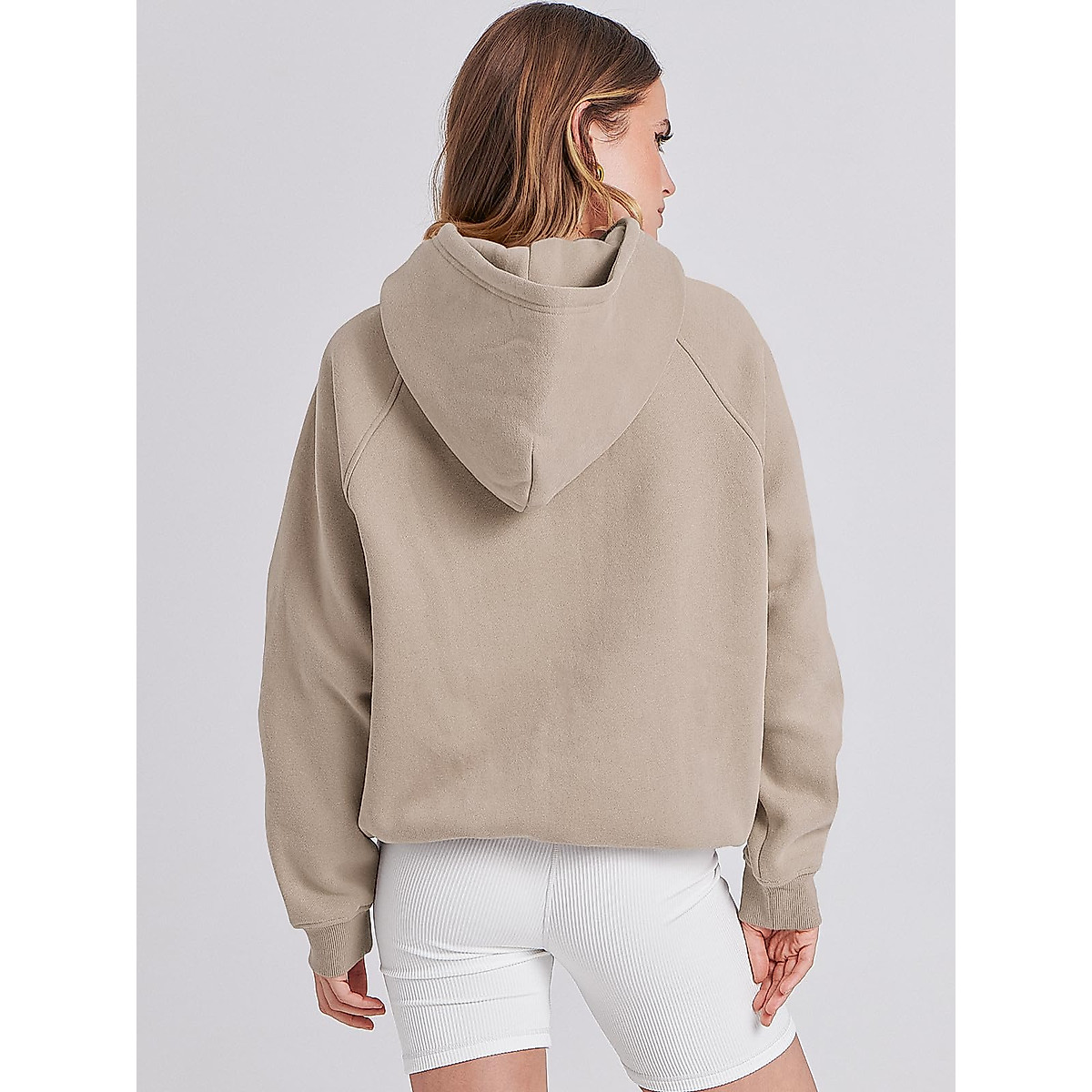 ANRABESS Women Hoodies Oversized Fleece Long Sleeve Comfy Casual Basic Pullover Sweatshirts 2025 Fall Outfits Sweater Deep Khaki Medium