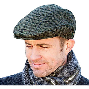 Mucros Weavers Men's Donegal Tweed Cap - Green, X-Large