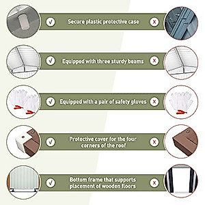 JAXPETY 4.2' x 7' Storage Outdoor Shed, Metal Shed Outdoor Storage with Lockable/Sliding Doors, Steel Utility Tool Shed with Floor Frame for Garden Patio Backyard Lawn, Coffee