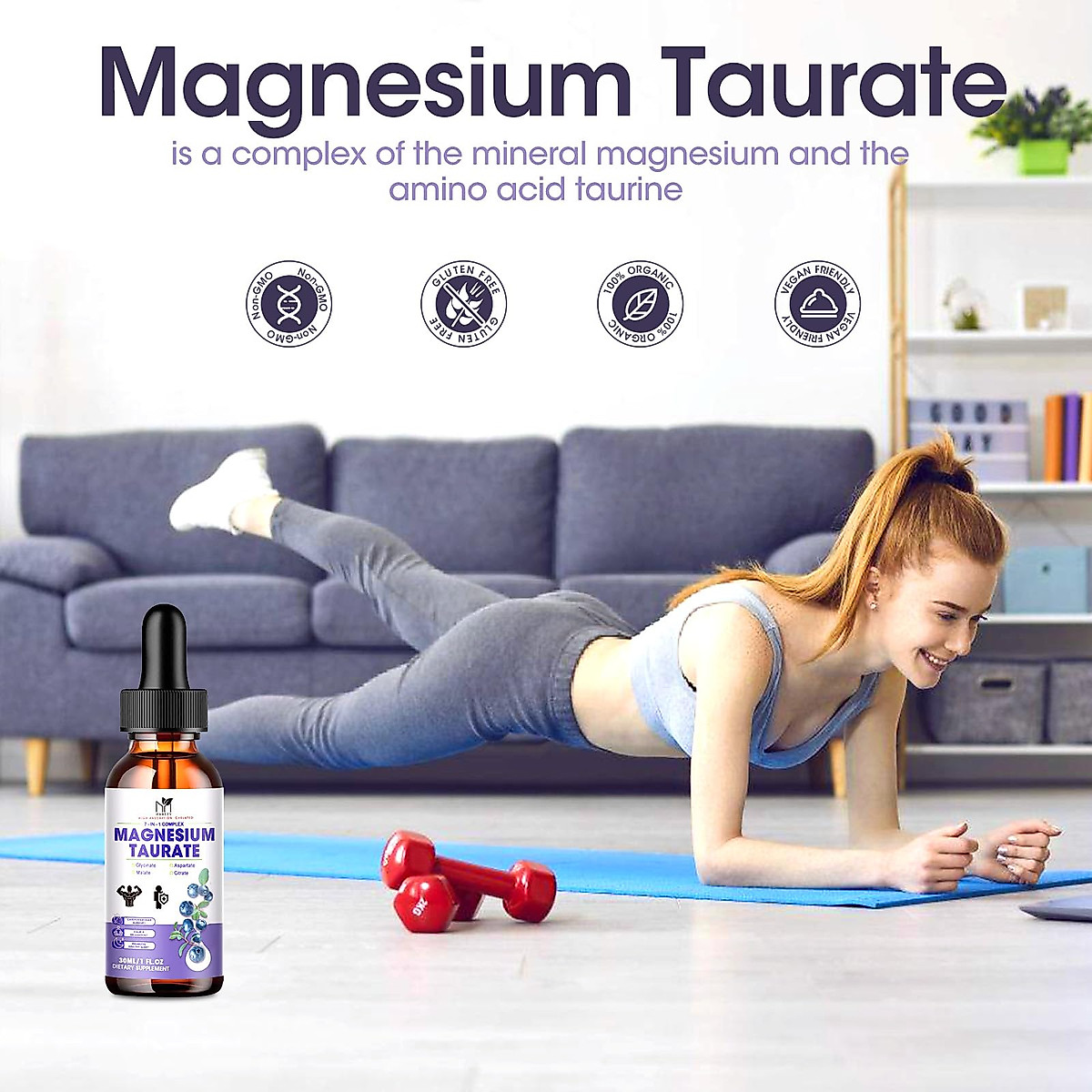 (2 Pack) Magnesium Complex Liquid Supplement, 2000mg Magnesium Taurate with Magnesium Glycinate 500mg,Malate,Aspartate,for Cardiovascular Health,Sleep,Calm,Cramps Support