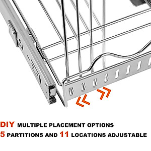 Slide Out Cutting Board for Cookie Sheet, Bakeware, and Tray, Pull-Out Organizer Kitchen Pantry Cabinet Organizer - 12.5" W x 21" D - Chrome Finish