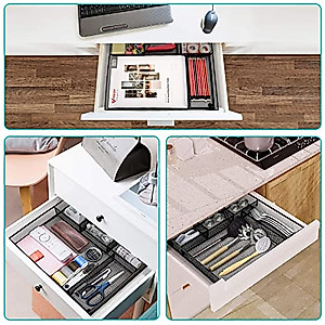 HUANUO Desk Drawer Organizer- 5 Compartments Large Space,16.2 x 12.2 x 2.36 Inches,Multi-use Storage Box Set for Office,Bathroom, Kitchen, Makeup