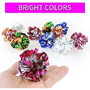 HAICHEN TEC 11 Pack Ferret Toys Set - Mylar Crinkle Balls Hollow Sound Toy with Bell Interactive Exercise Scratch Play Chasing Chewing Toys Random Color for Indoor Pet Ferret Cat Kittens (11 Pack)