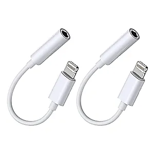Apple MFi Certified 1 Pack Lightning to 3.5 mm Headphone Jack Adapter Connector Aux Audio Earphones Headphone Dongle Stereo Cable Compatible with iPhone 14 13 12 11 8 X XR XS Support All iOS System