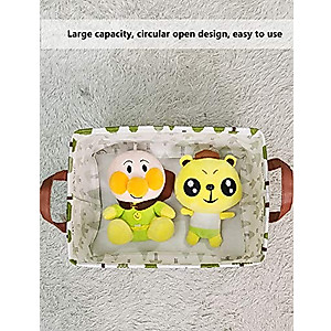 QUEENLALA Rectangular Laundry Hamper/Foldable Nursery Laundry Basket for Organizing/Storage Bin Baskets/Children Toy Office Bedroom/Toy Bin Closet Shelf Baskets（Rec-Green forest）