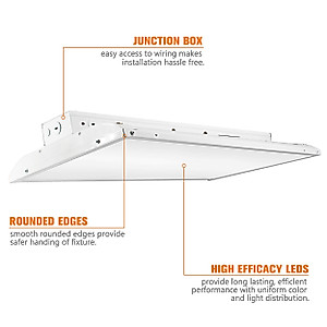 ZJOJO 2FT LED High Bay Shop Light,178W Linear LED Shop Light Fixture, 24250lm Dimmable Shop Lights, 5000K Daylight,Fluorescent 800W Equivalent,Commercial Light,Indoor Area Light for Warehouse-2Pack