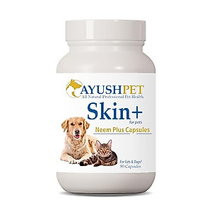 Ayush Pet Skin Plus, Neem Supplement for Healthy Skin and Coat, Supports Gut and Immunity, 90 Capsules