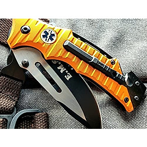 8.25 Orange Emergency EMT EMS Rescue Handy Medical Pocket Folding Knife