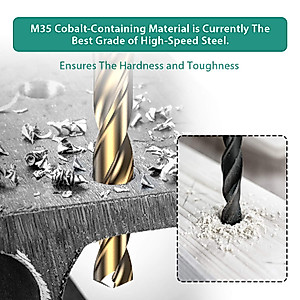 Enegitech Twist Drill Bit Set, Size 1/32" - 1/2", Jobber Length Drill Bit Kit, M35 HSS High Speed Steel for Stainless Steel Hard Metal Cast Iron Wood Plastic 25 Pcs