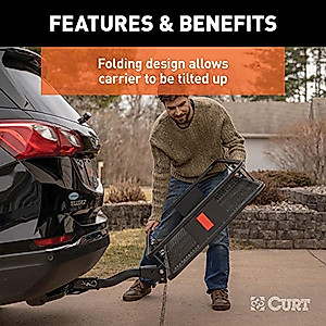 CURT 18153 60 x 24-Inch Basket Hitch Cargo Carrier, 500 lbs Capacity, Black Steel, 2-In Folding Shank