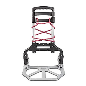 Ultimaxx Professional Heavy-Duty 150 Pound (lb) Capacity Aluminum Folding Hand Truck/Luggage Cart (Black/Silver) with Adjustable Handle, Folding Away Wheels, and Bungee Cord