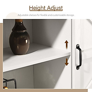 Farmhouse Coffee Bar Cabinet, 58”Kitchen Coffee Bar Cabinet with Storage, White Coffee Bar with Sliding Barn Door for Dinning Room, Living Room