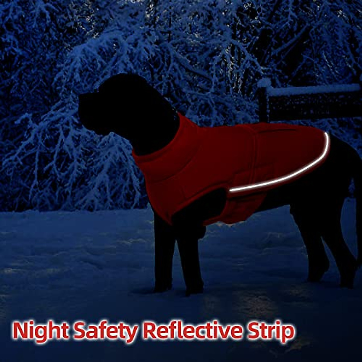 Yagamii Dog Winter Coat Waterproof Dog Jacket Cold Weather Warm Clothes Cozy Fleece Lining, Pet Apparel Sweater for Small Medium Large Dogs Dog Reflective Vest Puppy Clothes with Leash Hole(XS-XXL)