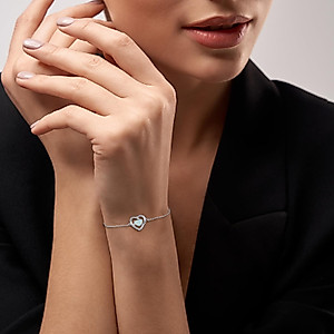 YZSFMZGE Opal Bracelet 925 Sterling Silver Adjustable Opal Bracelets for Women Opal Heart Bracelet Hypoallergenic Dainty Jewelry Gift for Birthday Christmas