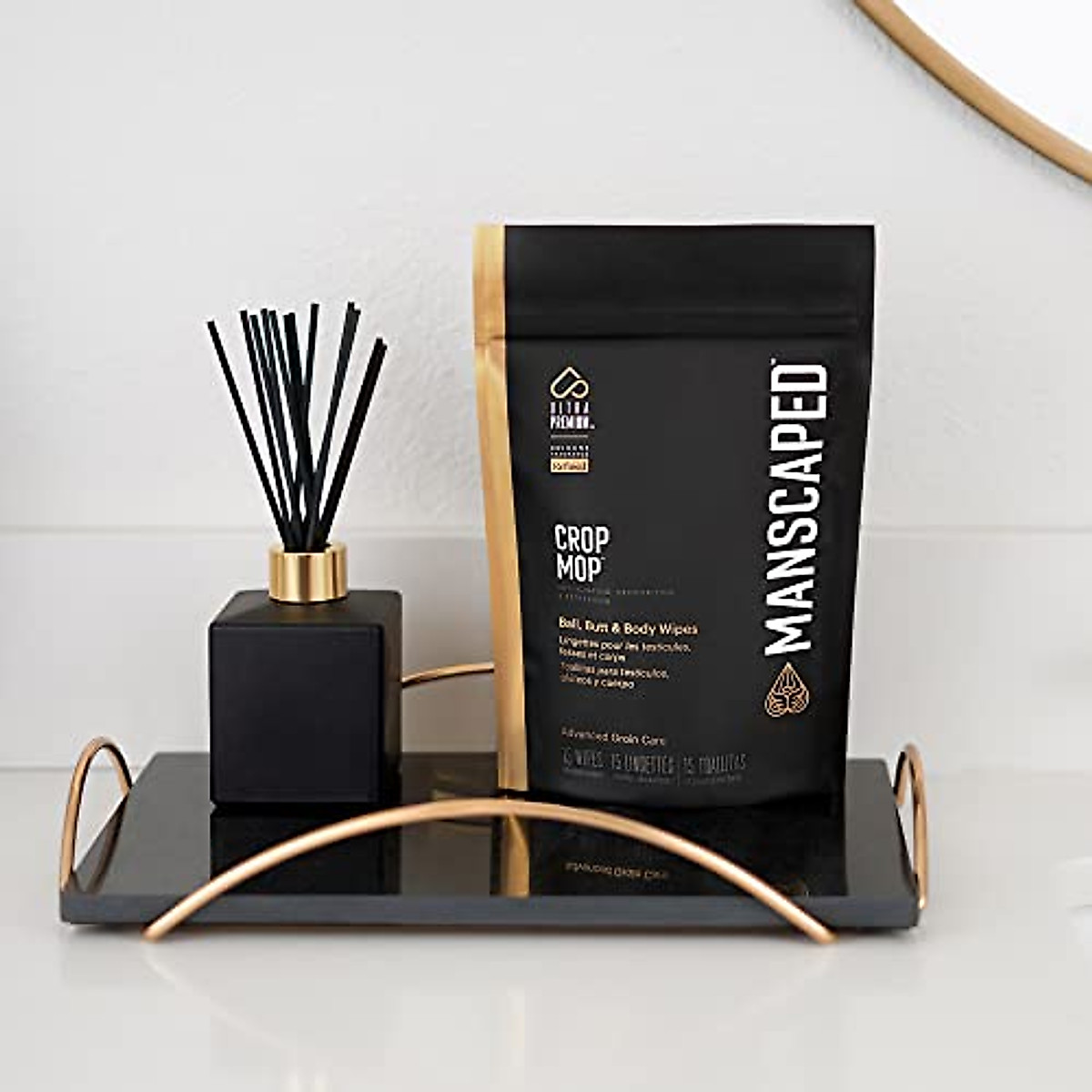 MANSCAPED™ Crop Mop™ World's First On-The-Go Individually Wrapped Ball Wipes, Anti-Chafing Male Hygiene Body Wipes, Cleaning Wipe Designed for the Male Groin Area with Refreshing Aloe Vera, 15 Pack