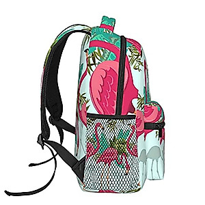 Tropical Palm Tree Flamingo Casual Backpack Printed Travel Daypack Laptop Backpack