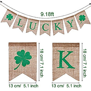 3 Pieces St. Patrick's Day Banner Decoration Irish Lucky Burlap Banner Felt Shamrock Clover Garland Banner for St. Patrick's Day Irish Party Supplies
