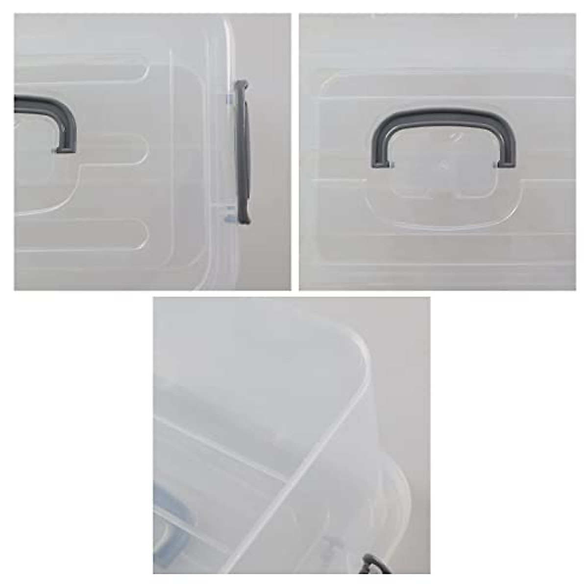 Fiazony 8 L Plastic Clear Storage Box, 2-Pack Storage Latch Box with Lid