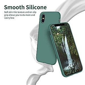 OTOFLY iPhone X Case,Ultra Slim Fit iPhone Xs Case Liquid Silicone iPhone 10 Case with Full Body Protection Anti-Scratch Shockproof Bumper,Soft Microfiber Lining 5.8 inch, (Pine Green)