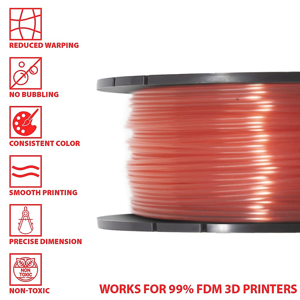XYZPrinting PETG Filament 1.75mm, NFC Chip, 3D Printer Filament, 600g (1.3lbs), Dimensional Accuracy +/- 0.02 mm, Fit Most 3D Printers, Clear Red