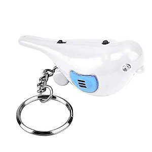 Whistle Key Finder Voice Control Bird Shape Keychain Mini Key Anti-Lost Tracer Finder with LED Light Suitable for Key Wallet Cellphone(White)