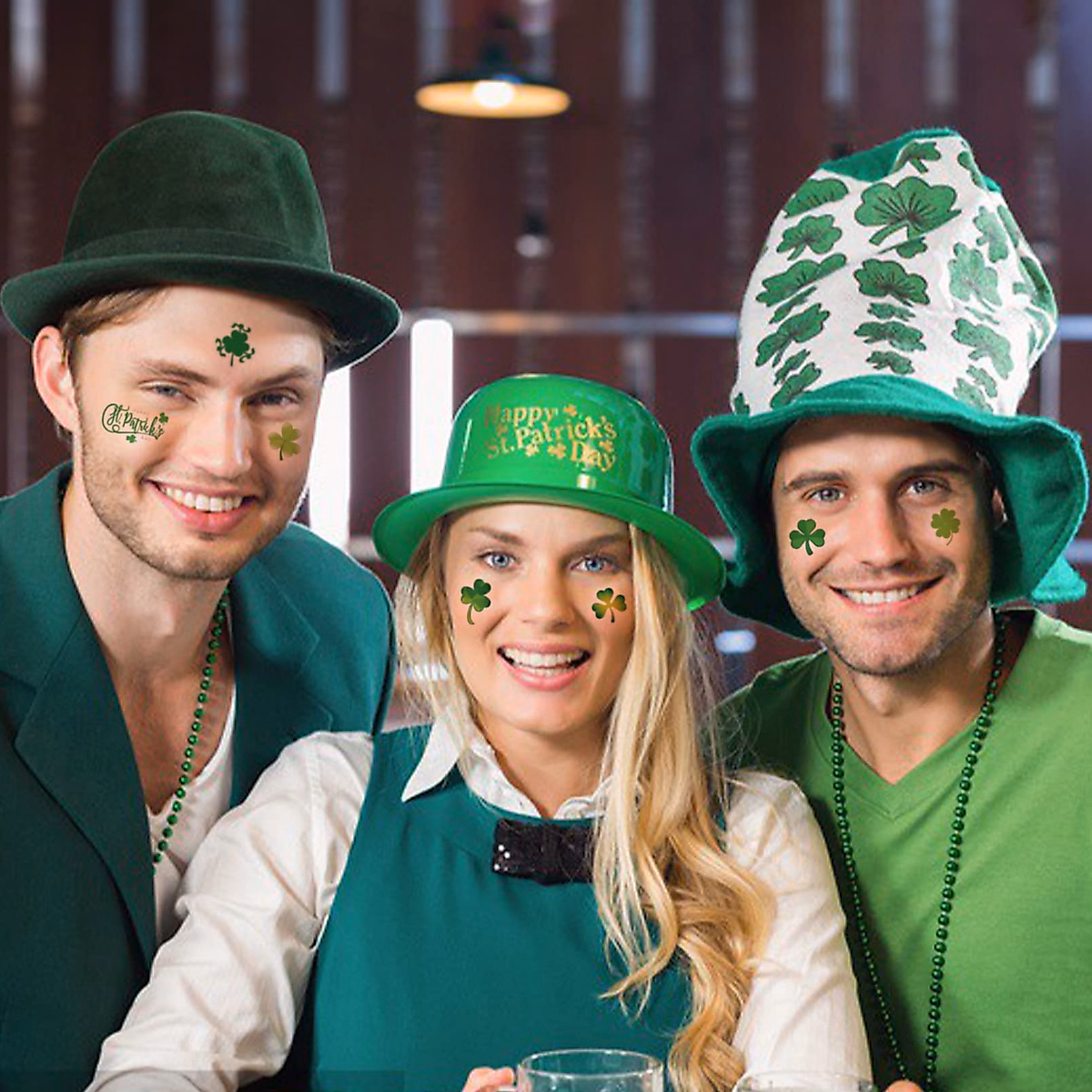 10 Sheets St Patrick's Day Tattoos Stickers Temporary Tattoo Stickers Shamrock Assorted Face Body Sticker,for Saint Patrick's Day Decoration Irish Clover Themed Party Supplies