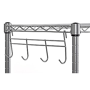 Muscle Rack WS241459-5S 5 Tier Wire Shelving with Hooks in Silver, 59" Height, 24" Width, 14" Length