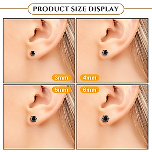 20 Pairs Black Studs Earrings for Men Women Black Square Earrings Stainless Steel Round Fake Cartilage Ear Studs CZ Inlaid Black Earrings Punk Piercing Jewelry Diamond Earrings Set