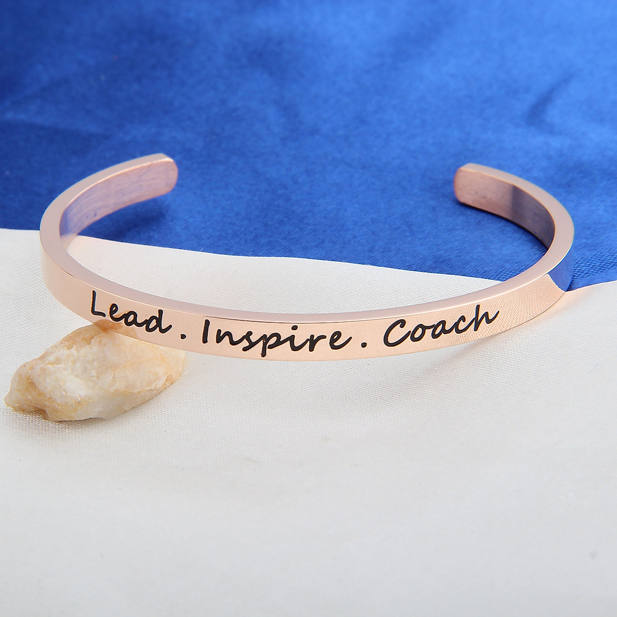 FEELMEM Cheerleader Bracelet Lead Inspire Coach Cuff Bangle Bracelet,Cheer Jewelry(RG)