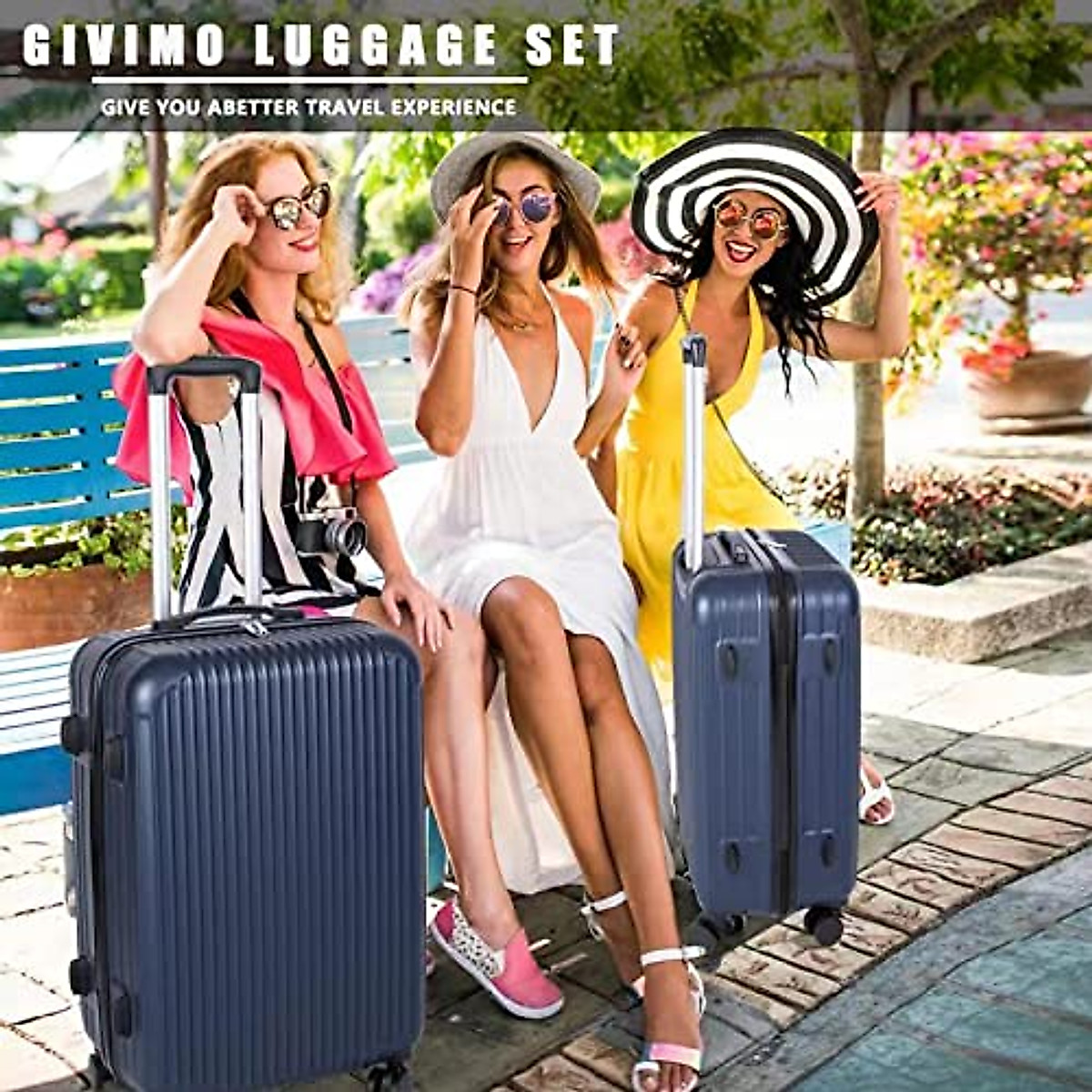 CYOIDAI GIVIMO 3 Piece Luggage Set PC + ABS Lightweight Hard Shell Suitcase Set with Double Spinner Wheels TSA Lock, Set of 3 (20/24/28)